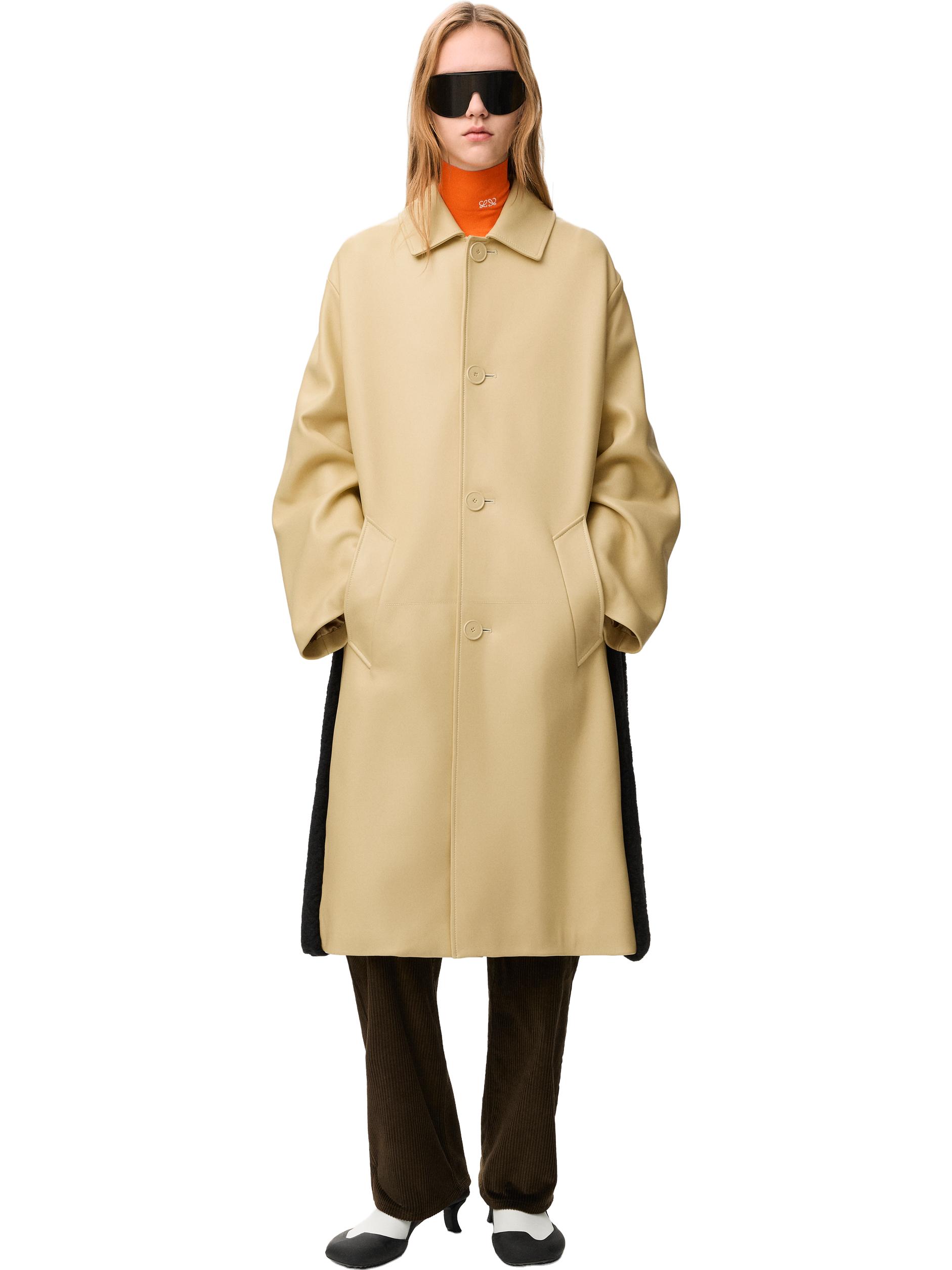 LOEWE LOEWE Nappa Lambskin Coat with Shearling Trim